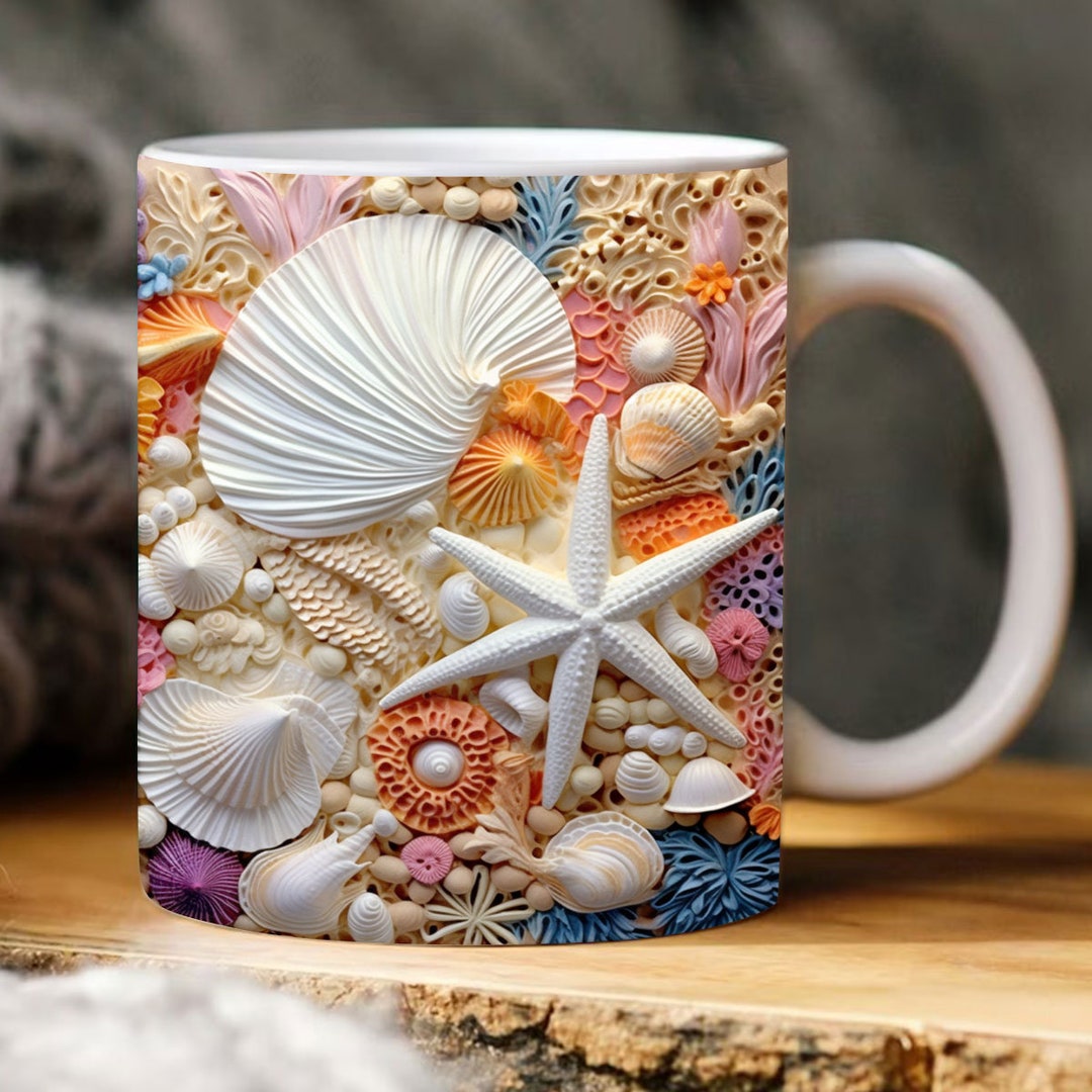 3D Seashells Beach Mug 3D Summer Beach Mug 3D Mug Design - Etsy