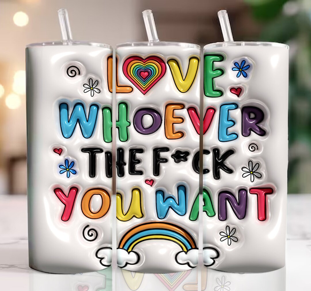 3D Pride Month Inflated 20oz Tumbler Wrap, 3D Gay Pride Puff Tumbler ...