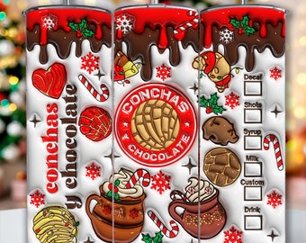 3D Inflated Tumbler Wrap Mexican Christmas Conchas 20oz Wrap - Etsy