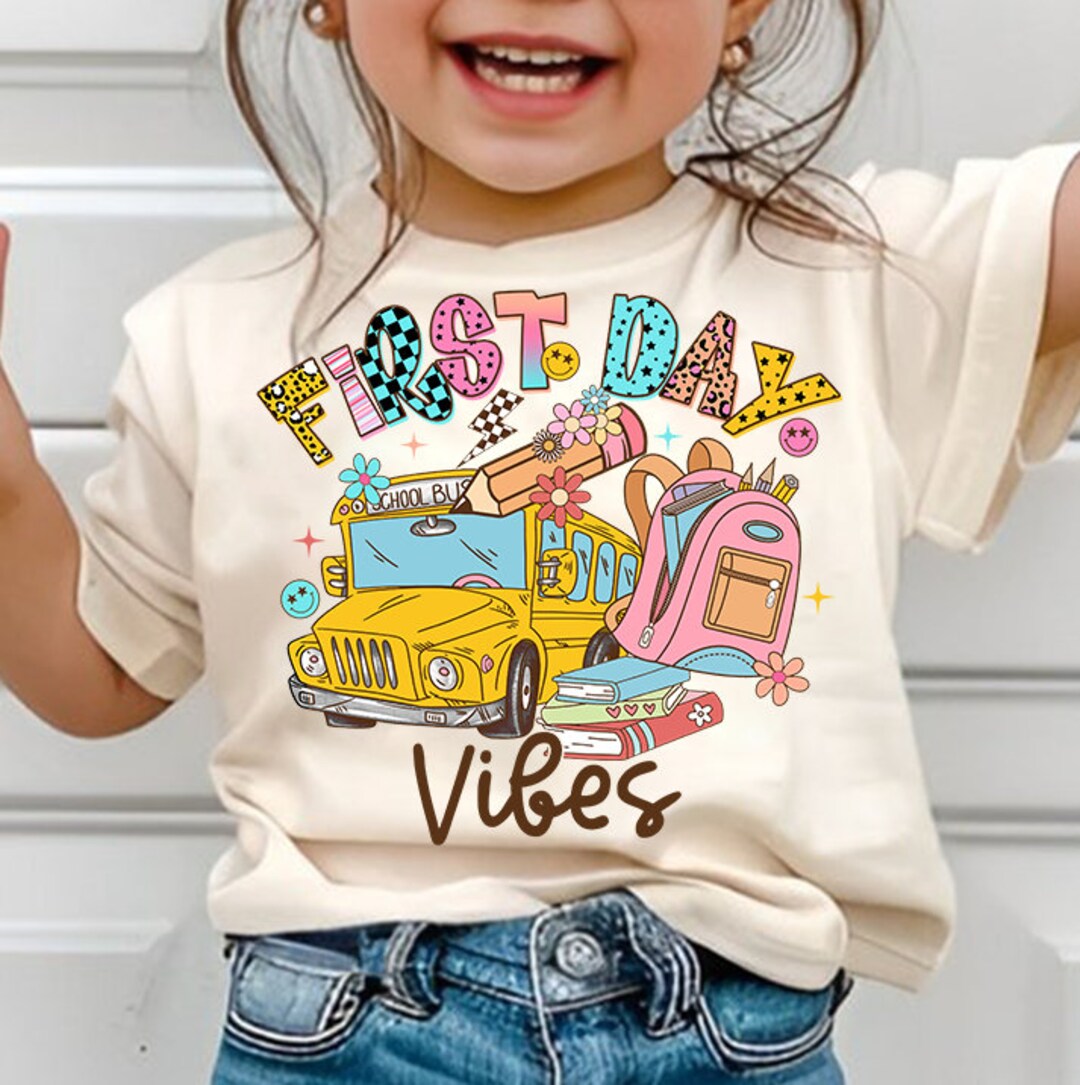 First Day Vibes Png, Back to School PNG Digital, School Bus Png, Books ...