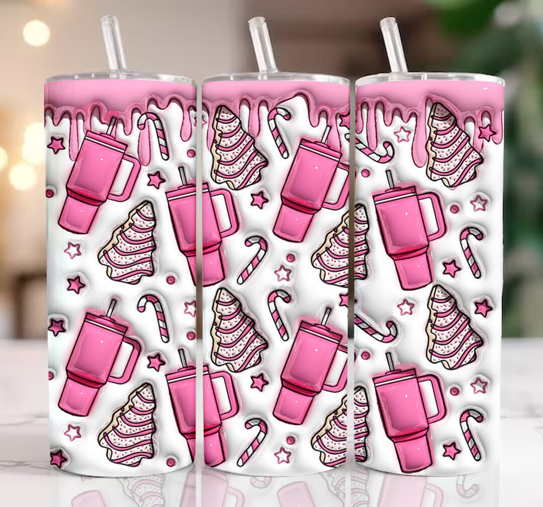 3D Pink Boujee Christmas Inflated Tumbler Wrap Pink Christmas - Etsy