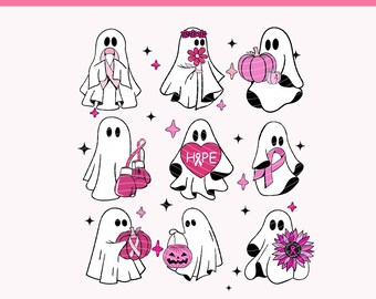 In October We Wear Pink Halloween Ghost PNG Breast Cancer - Etsy