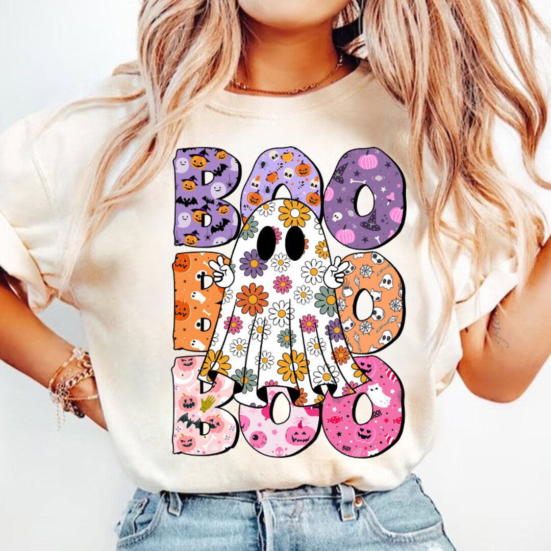 Boo Halloween Png, Ghost Floral Halloween Png, Girly Halloween Png ...