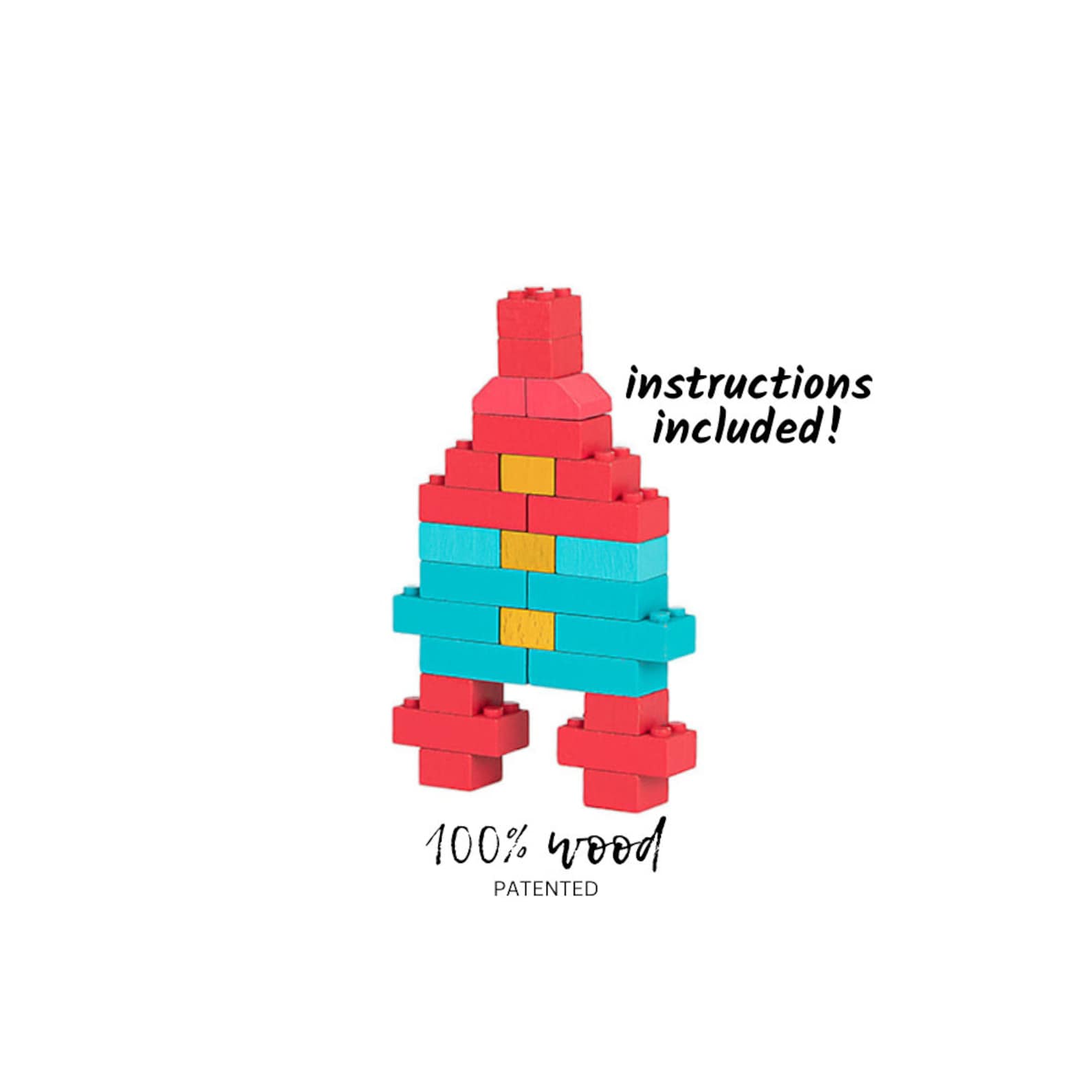 DIY Rocket Kit - Build With Color Wood Bricks - Etsy