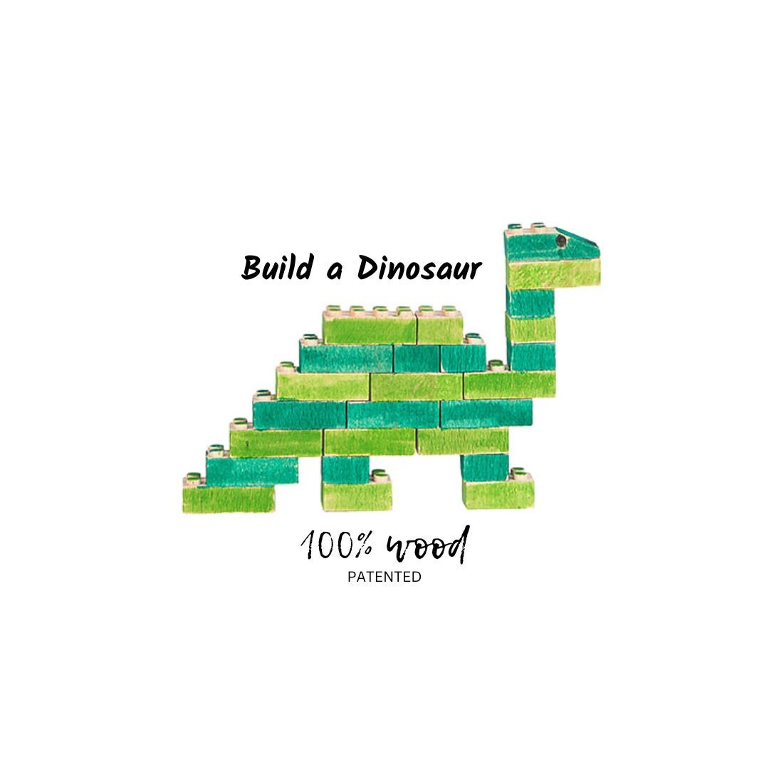 Build a Dino Kit With Color Wood Bricks - Etsy