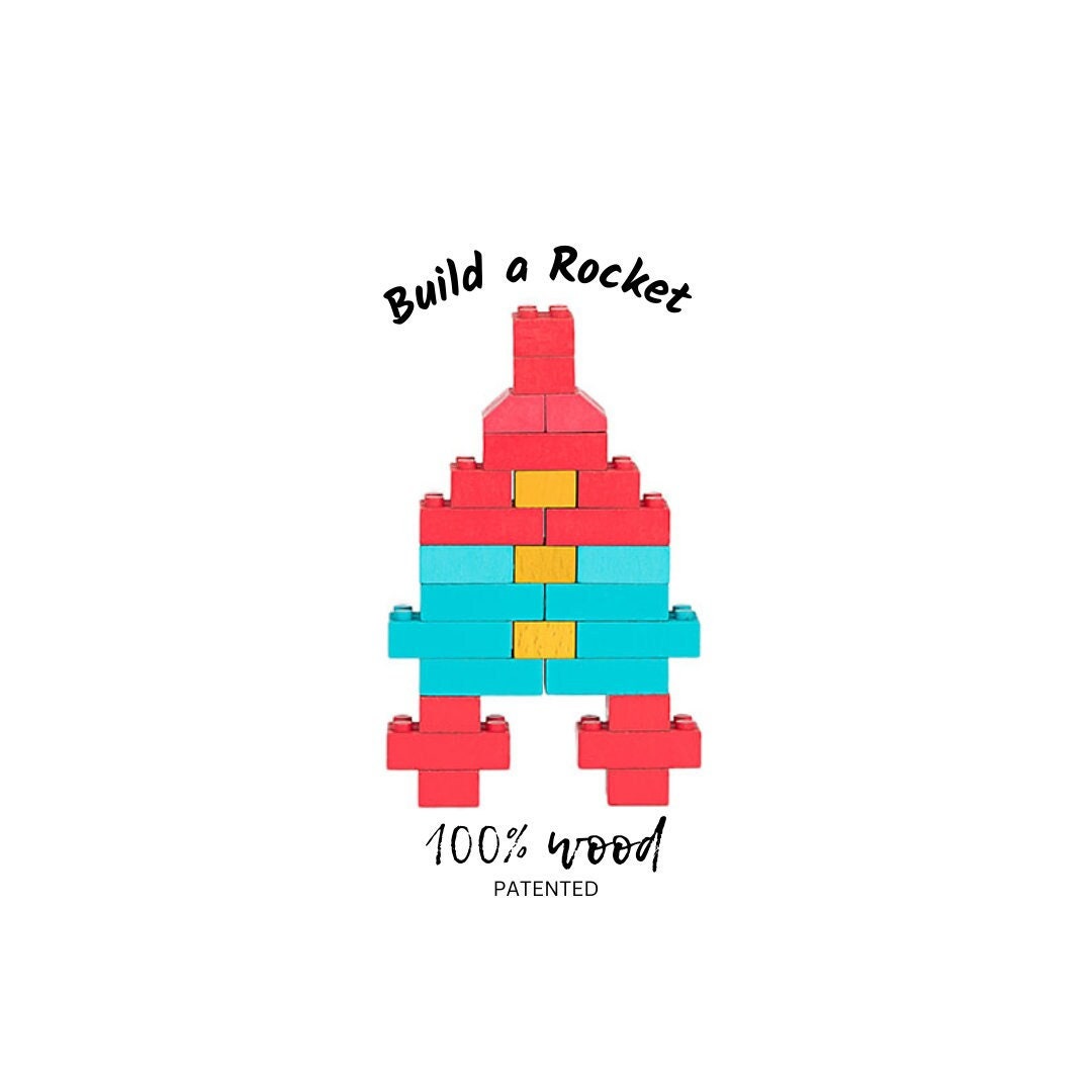 DIY Rocket Kit - Build With Color Wood Bricks - Etsy