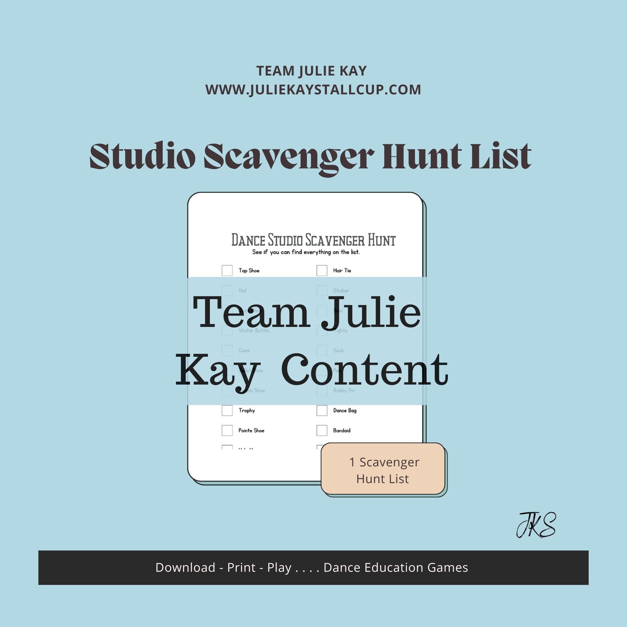 Dance Studio Scavenger Hunt List - Printable Scavenger Hunt List- Dance ...