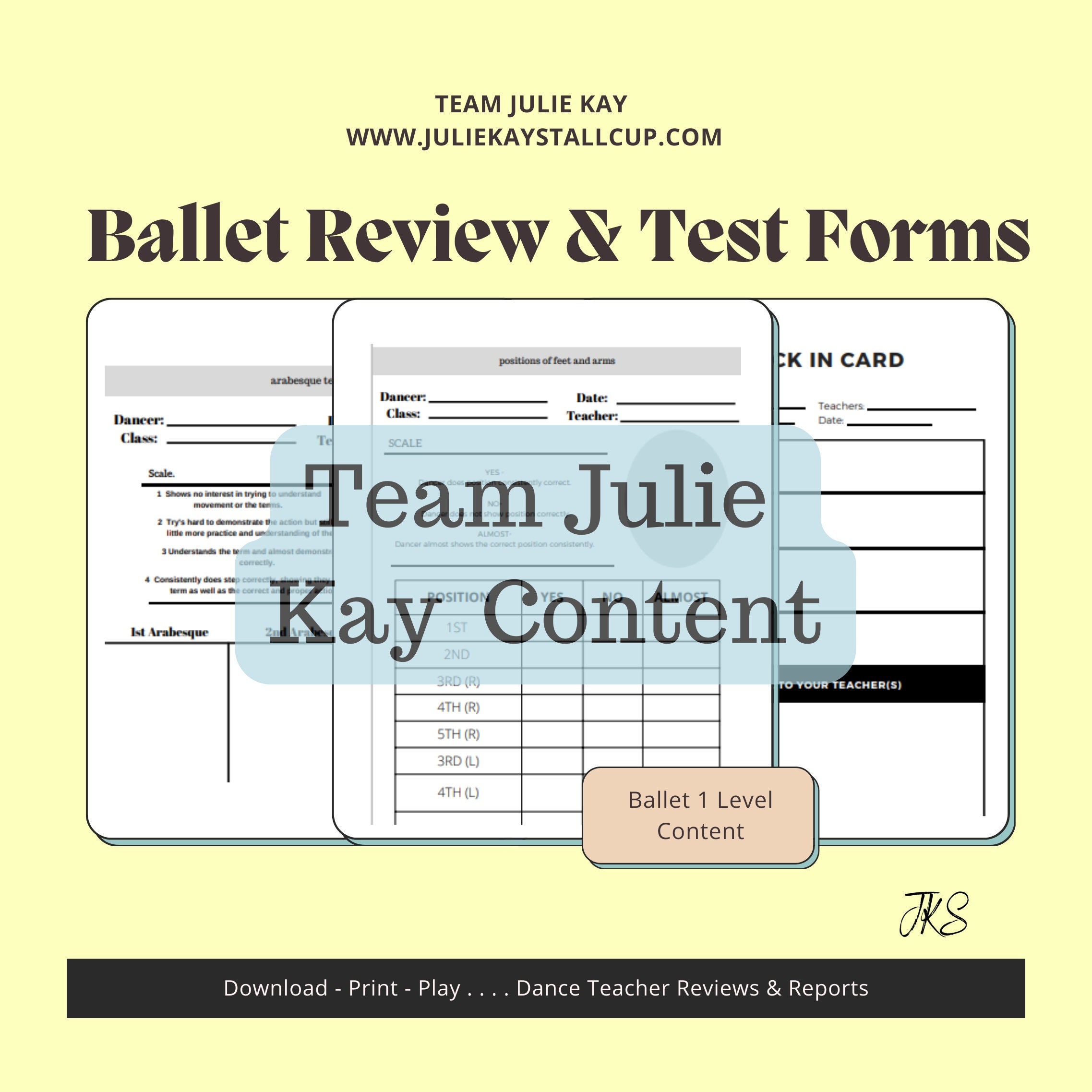 Beginner Ballet Review and Test Forms - Etsy