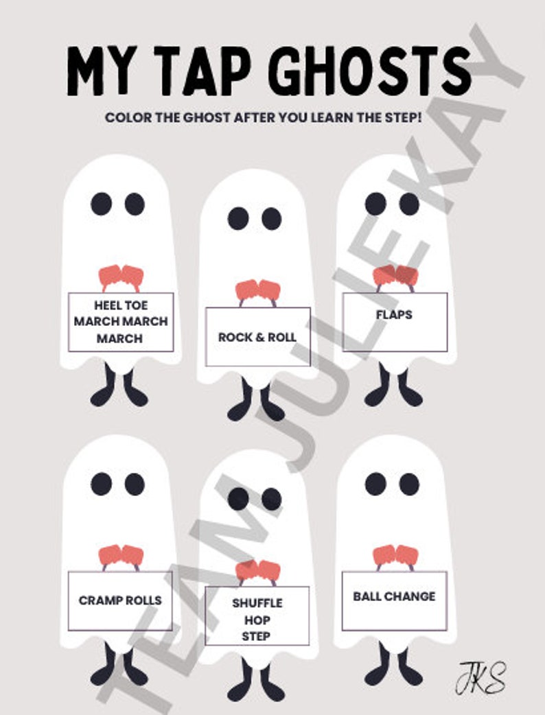 Halloween Dance Worksheet Printable for Dance Teachers Tap Ghost ...