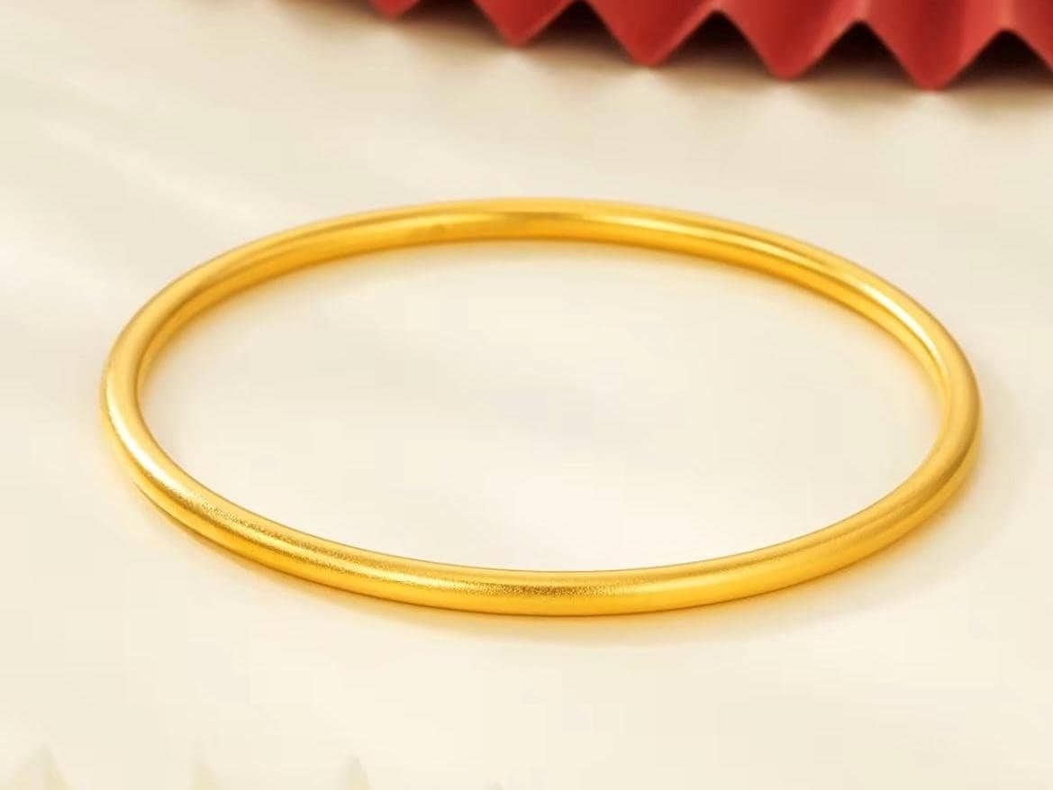 24k 999 Solid Gold Bangle Bracelet. Handmade. Gift for Men Women. Christmas. Thanksgiving ...