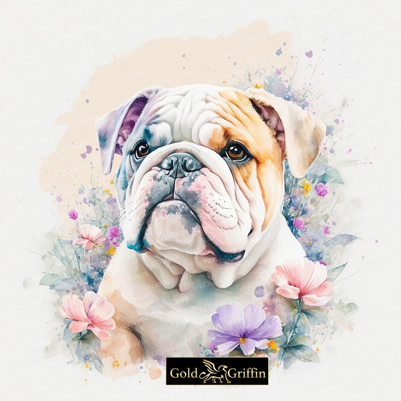 Watercolor Portrait English Bulldog Watercolor Dog Wall - Etsy