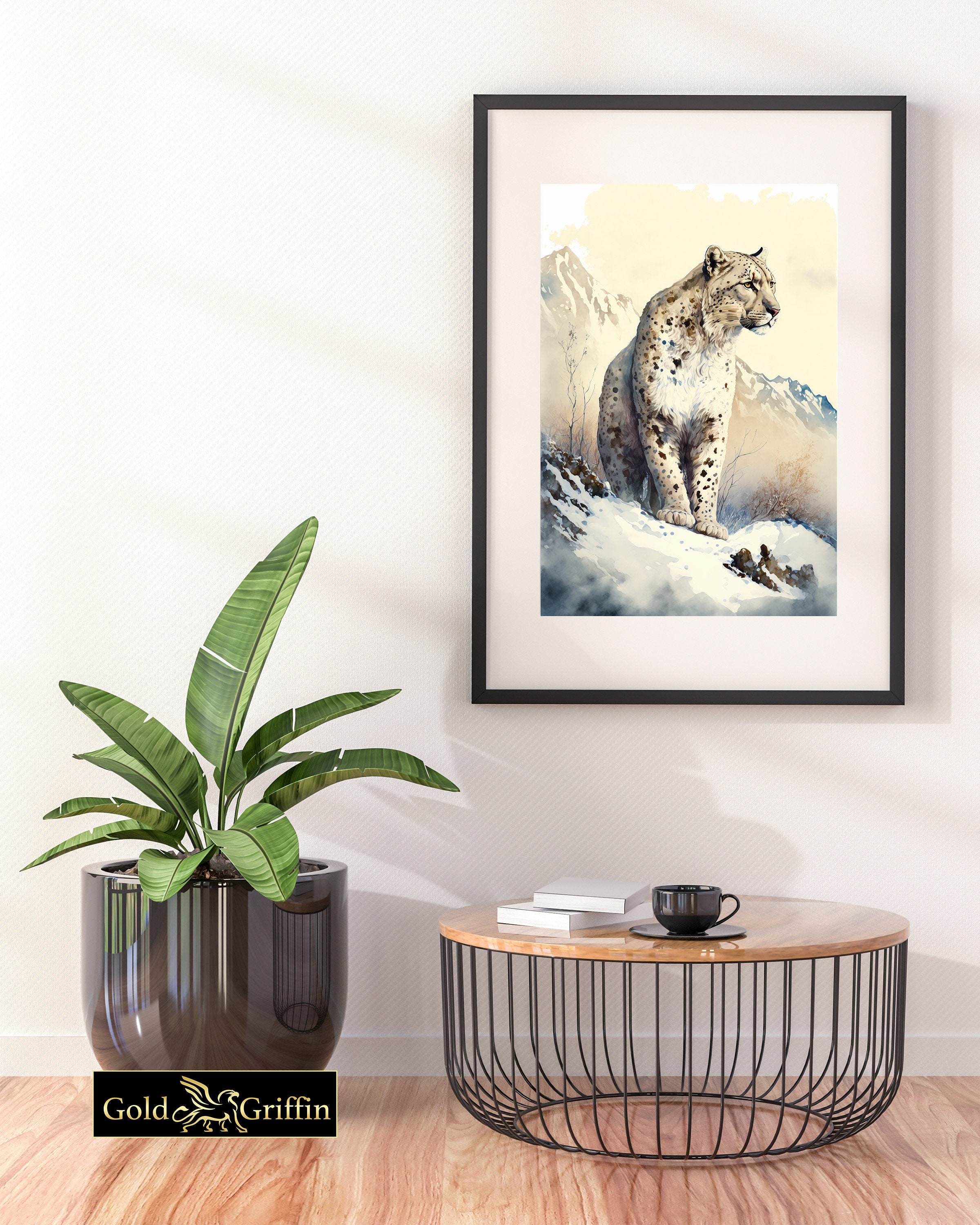 Snow Panther Art, Snow Panther Watercolor Painting Print, Printable ...
