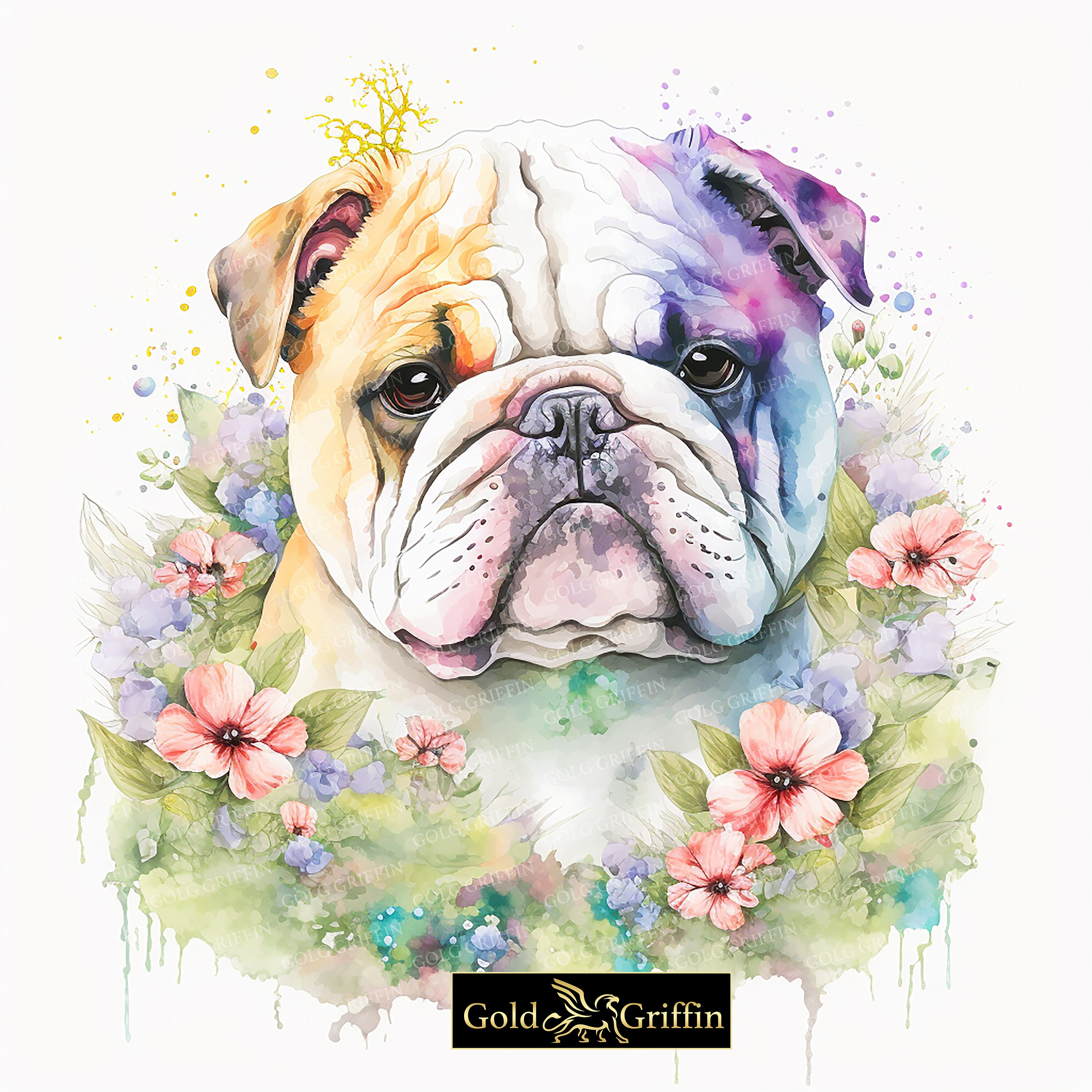 Watercolor Portrait English Bulldog Watercolor Dog Wall - Etsy