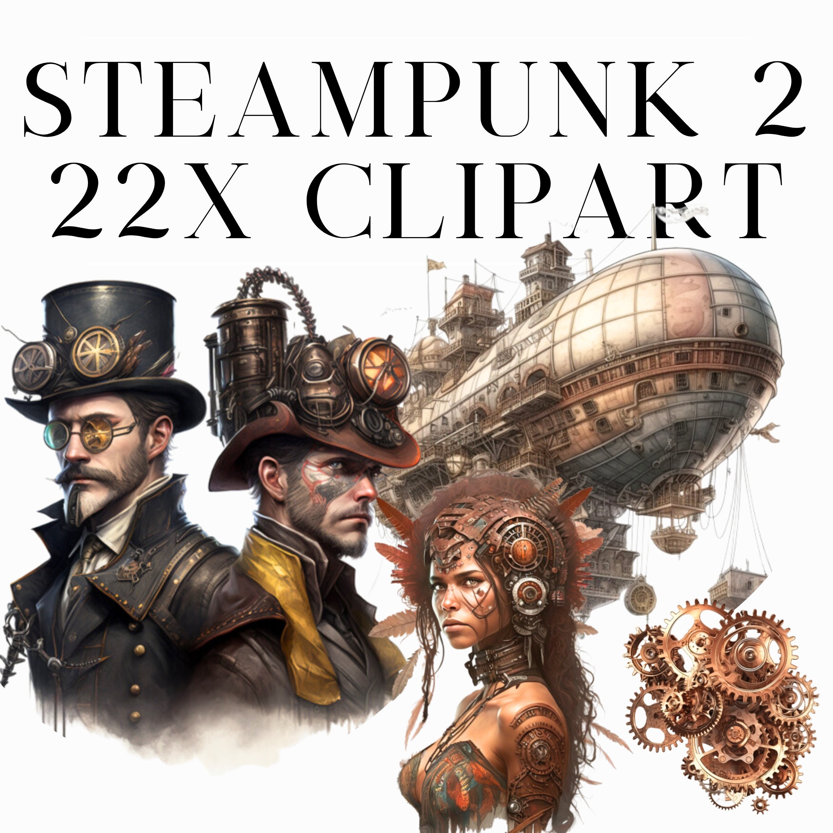Steampunk 2 Clip Art 22 X PNG Bundle Planners Stickers Digital File ...