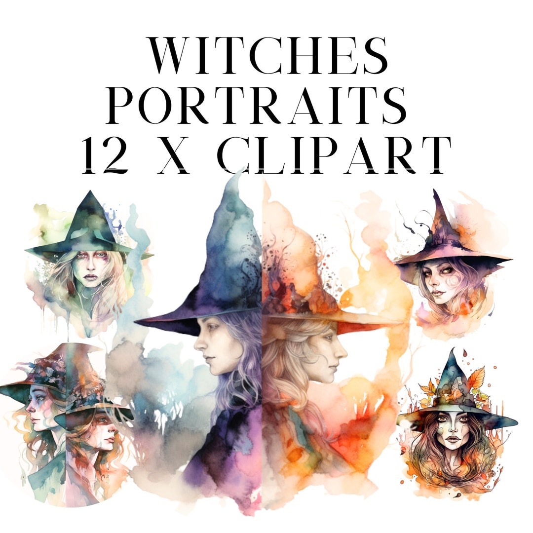 Witch Portraits 12 Pngs Witchy Art Clipart Planners Stickers Digital ...
