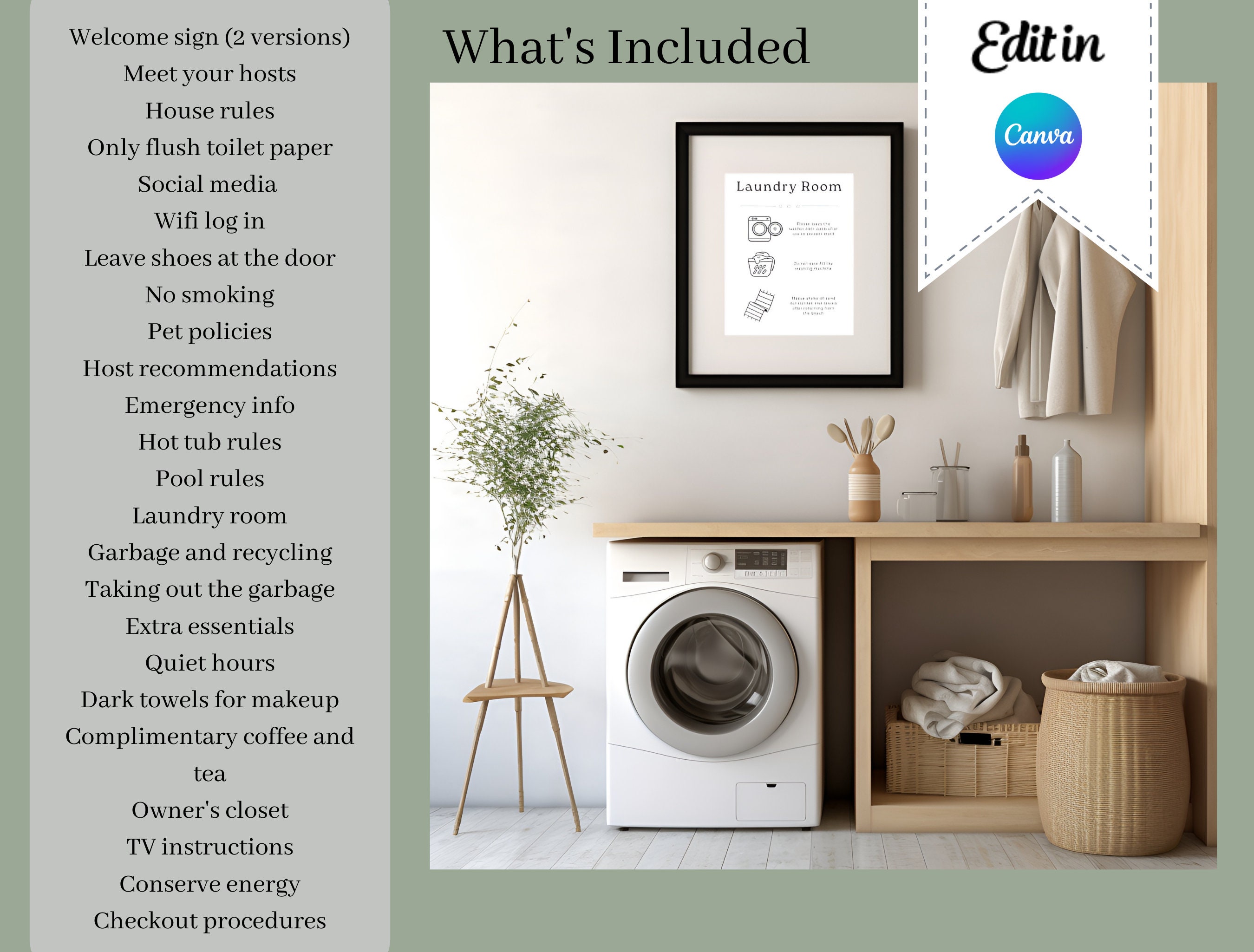 Editable Vacation Rental Sign Bundle, Airbnb Welcome Sign, VRBO ...