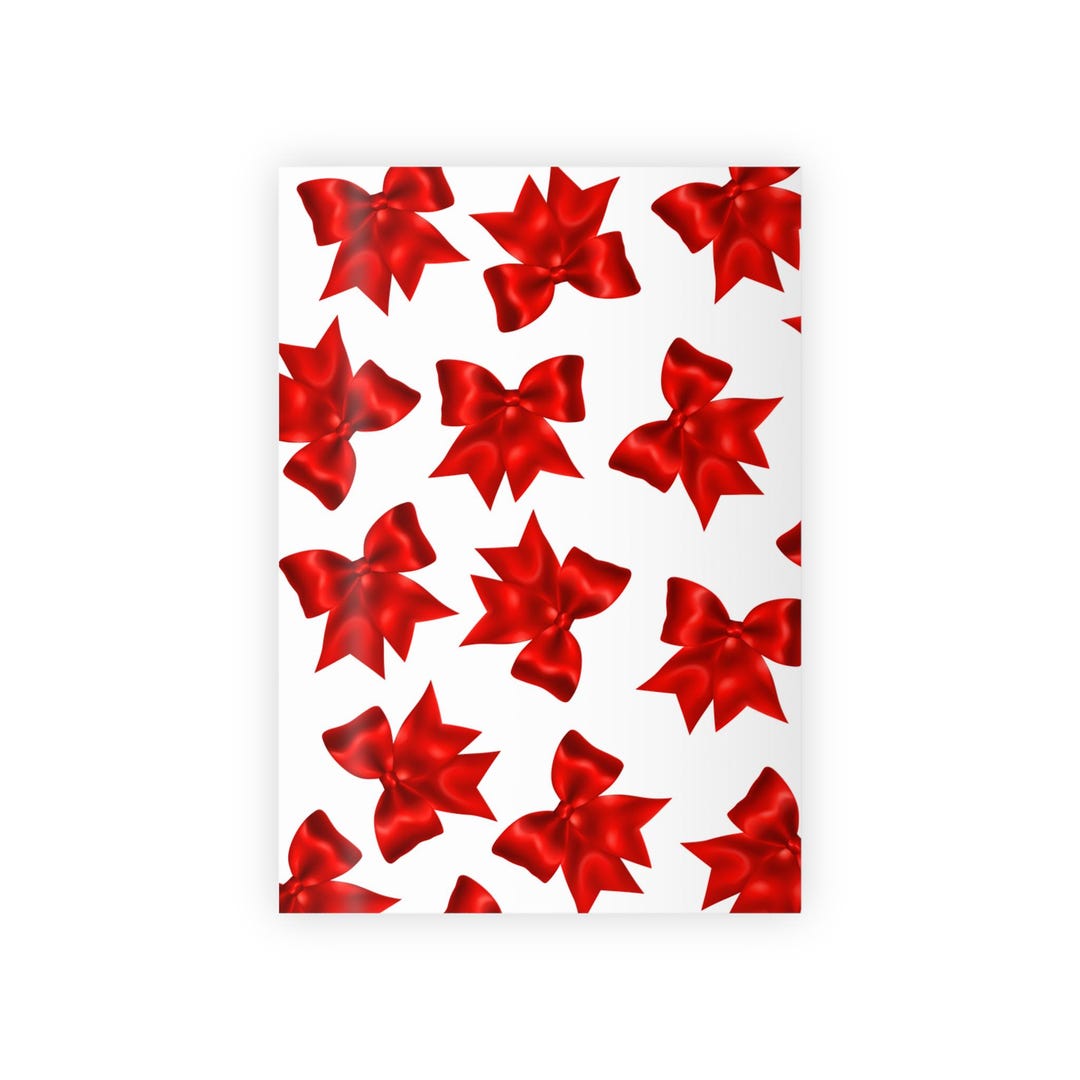 Red Bow Christmas Wrapping Paper | Luxury Gloss Roll - Etsy