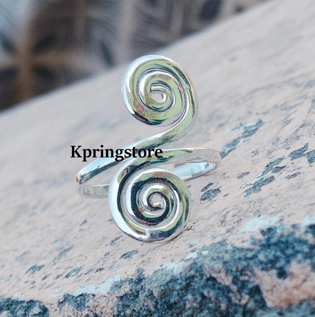 Spiral Silver Ring, Double Coils Ring, Gifts for Her, 925 Sterling ...