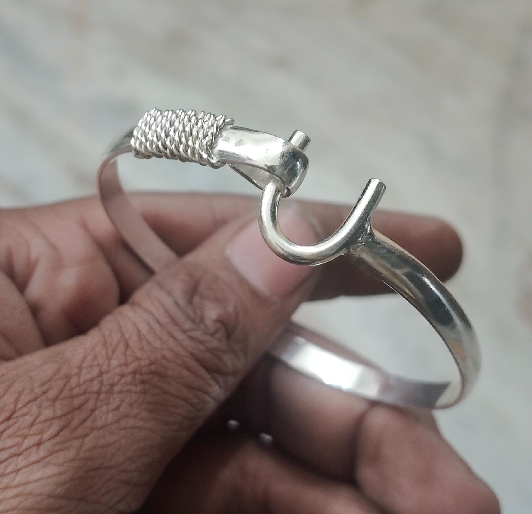 Handmade Solid Silver Hook Bangle: Caribbean Bracelet Boho - Etsy