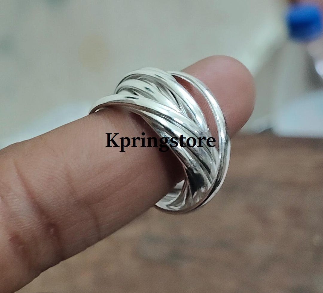Handmade Popular Silver Nine Rolling Ring: Boho Wedding Band - Etsy