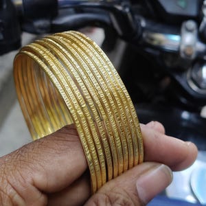 Custom 18k Gold Filled Bangles: Stackable Gold Plated Bangle Set of 10 ...