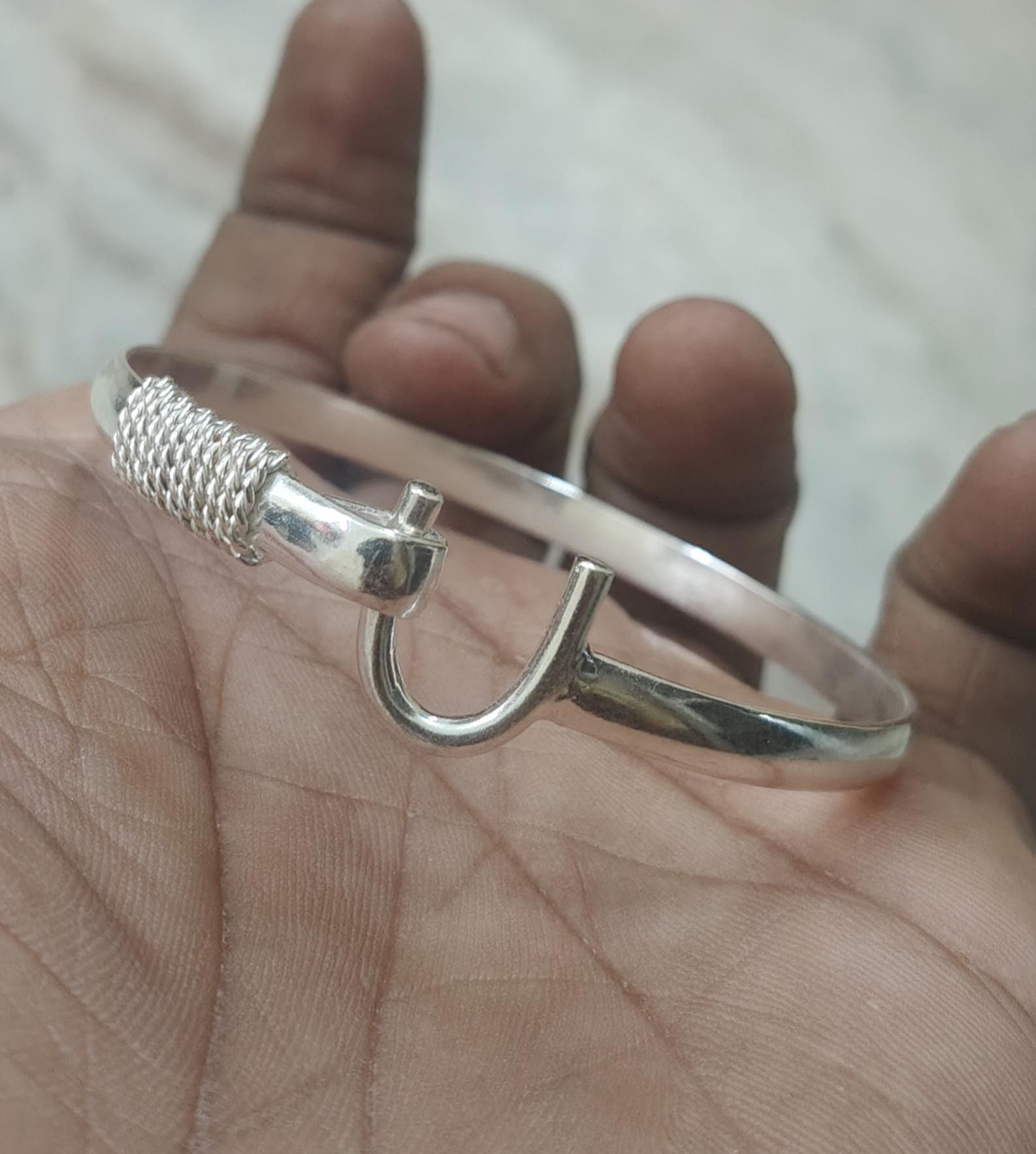 Handmade Solid Silver Hook Bangle: Caribbean Bracelet Boho - Etsy