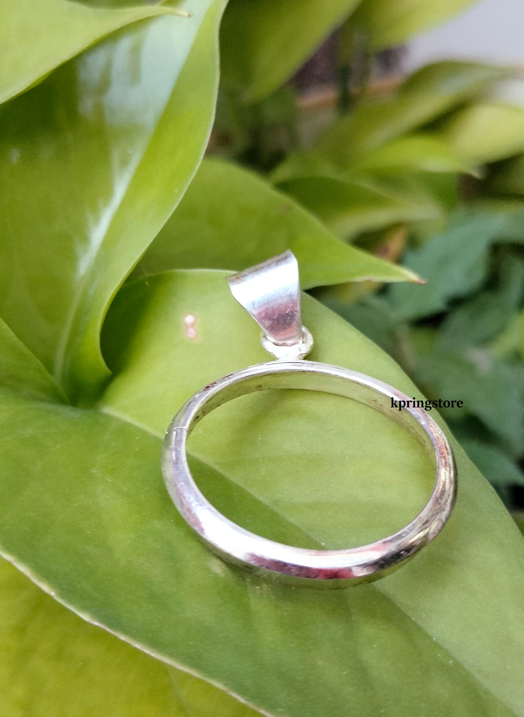 Solid 925 Sterling Silver Round Shape Handcrafted Pendant Thick Bezel ...