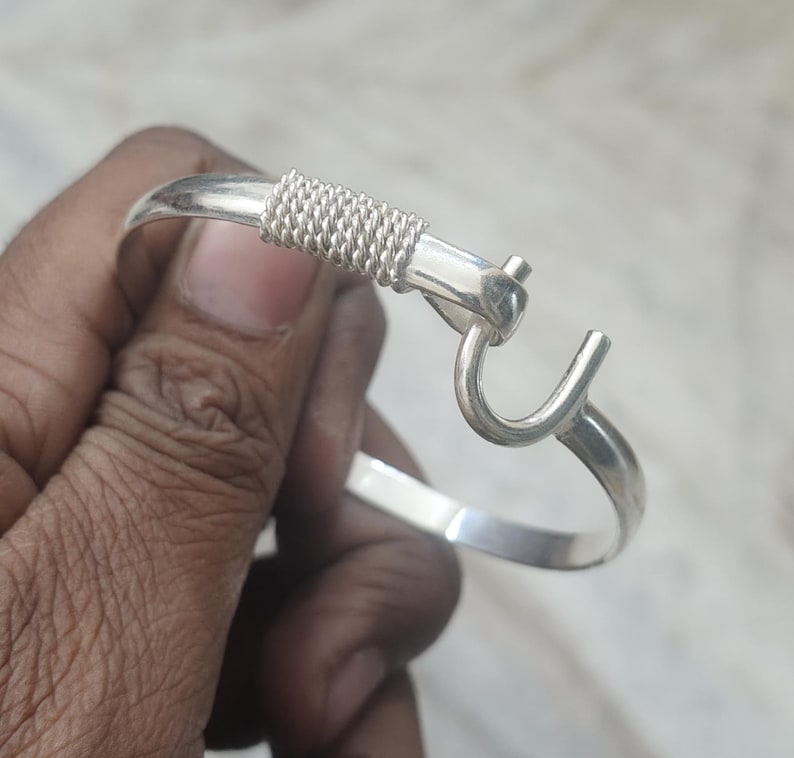 Handmade Solid Silver Hook Bangle: Caribbean Bracelet Boho - Etsy