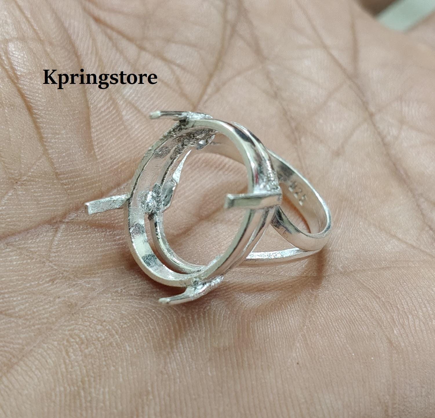 Oval Sterling Silver Prong Ring Blank: Statement Ring Setting - Etsy