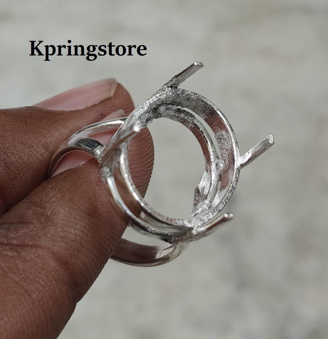 Oval Sterling Silver Prong Ring Blank: Statement Ring Setting - Etsy