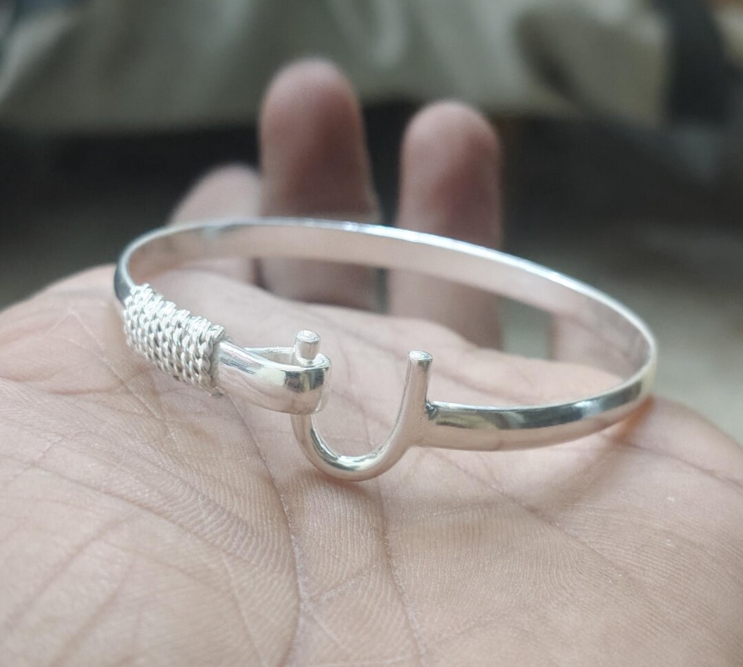 Handmade Solid Silver Hook Bangle: Caribbean Bracelet Boho - Etsy