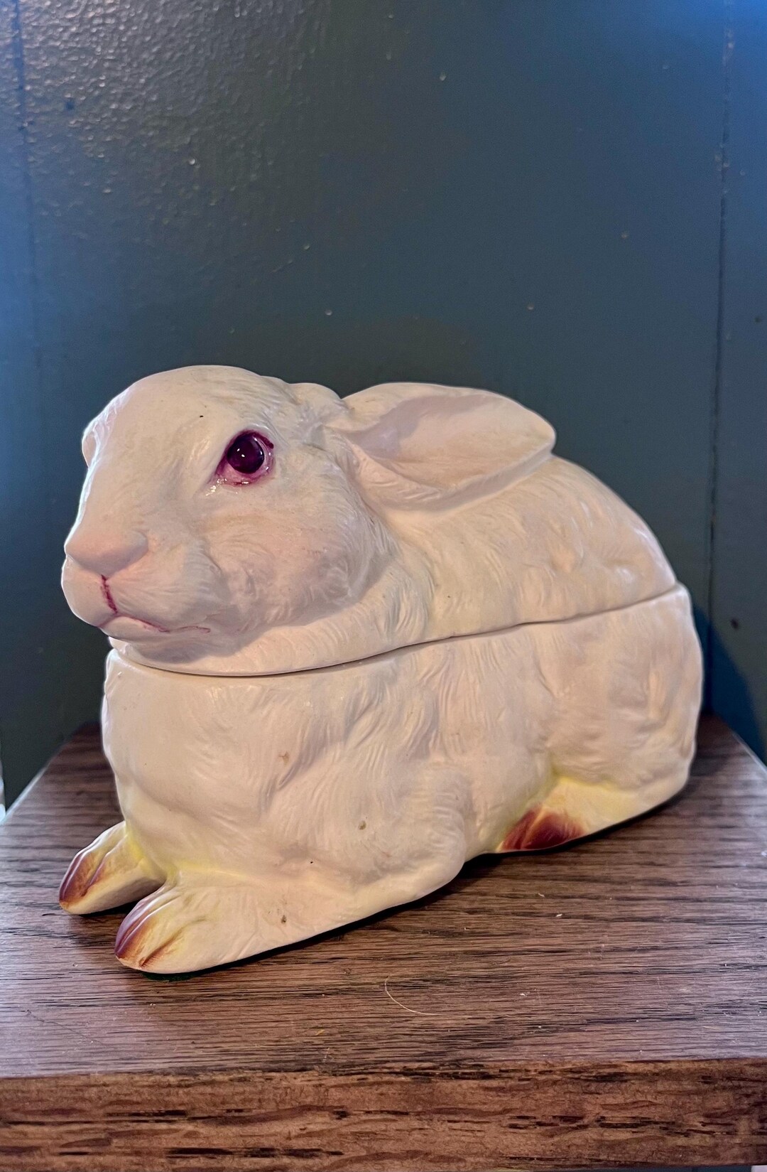 Vintage Porcelain Bunny Trinket Box, Ceramic Candy Dish, Spring Easter ...