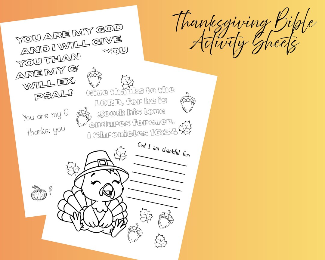 Thanksgiving Bible Activity Sheets for Kids, Printable Religious ...
