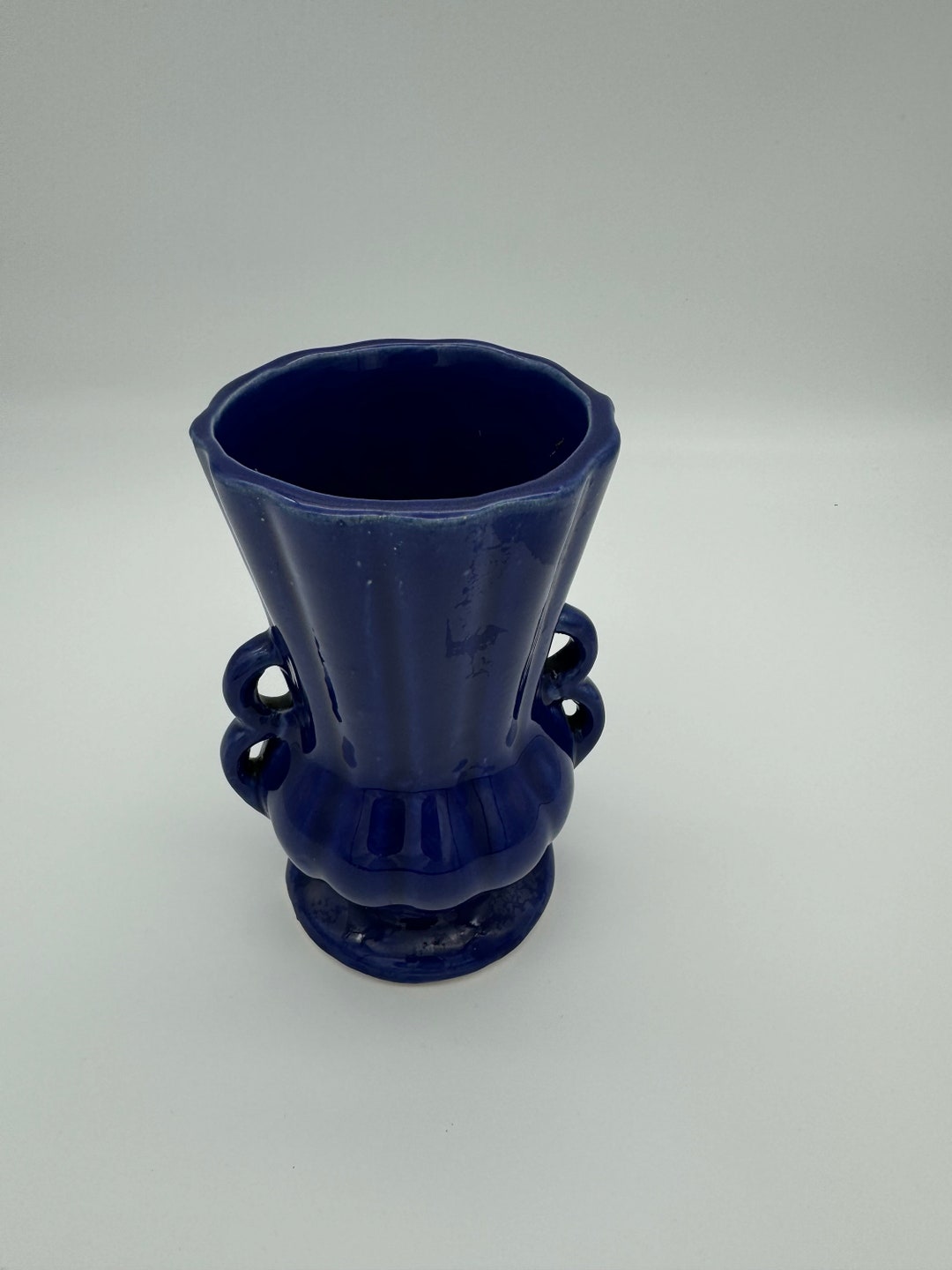 Vintage Mccoy Pottery Cobalt Blue Double Loop Handle Vase - Etsy