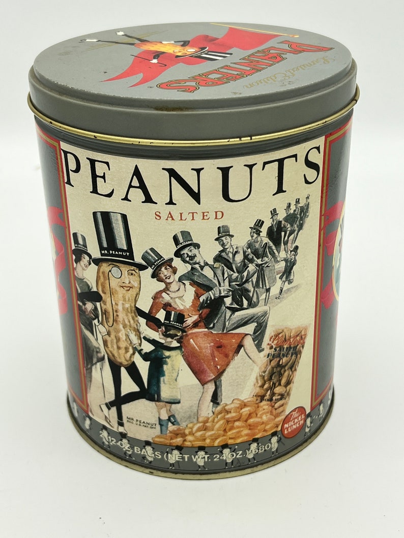 Tin PLANTERS Peanut Metal Keeper Limited Edition Silver Gray Vintage ...