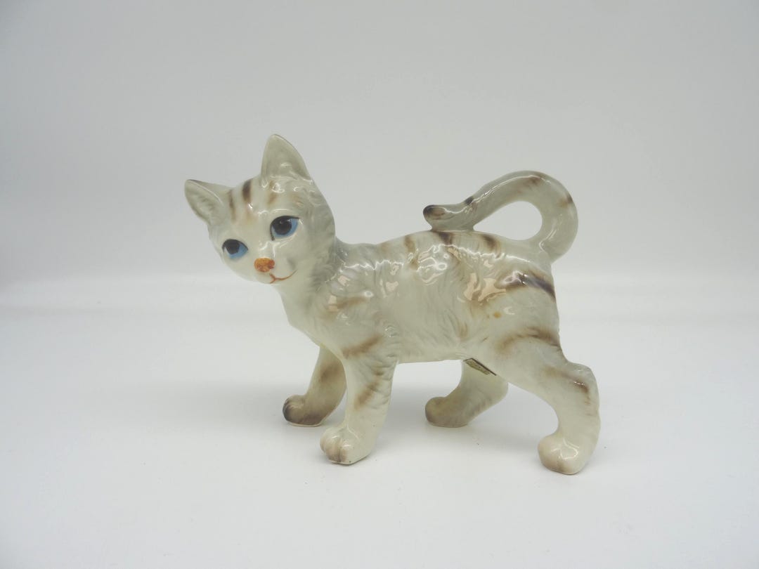 Vintage Shafford Porcelain Tabby Cat Figurine - Etsy