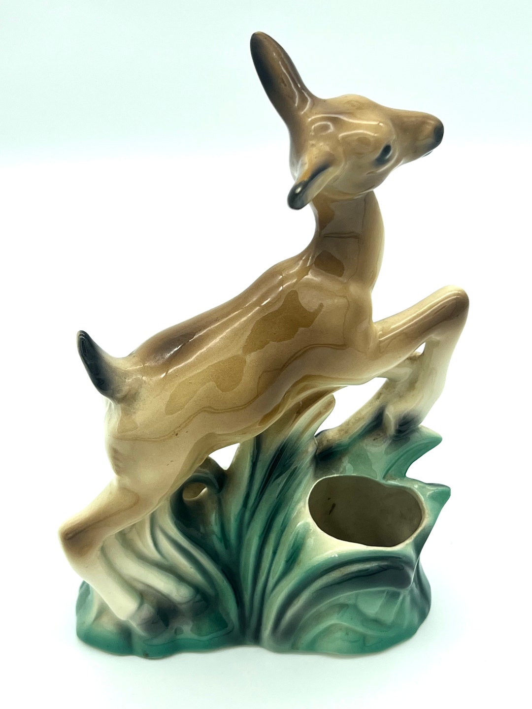 Vintage/mcm Jumping Deer Double Planter - Etsy