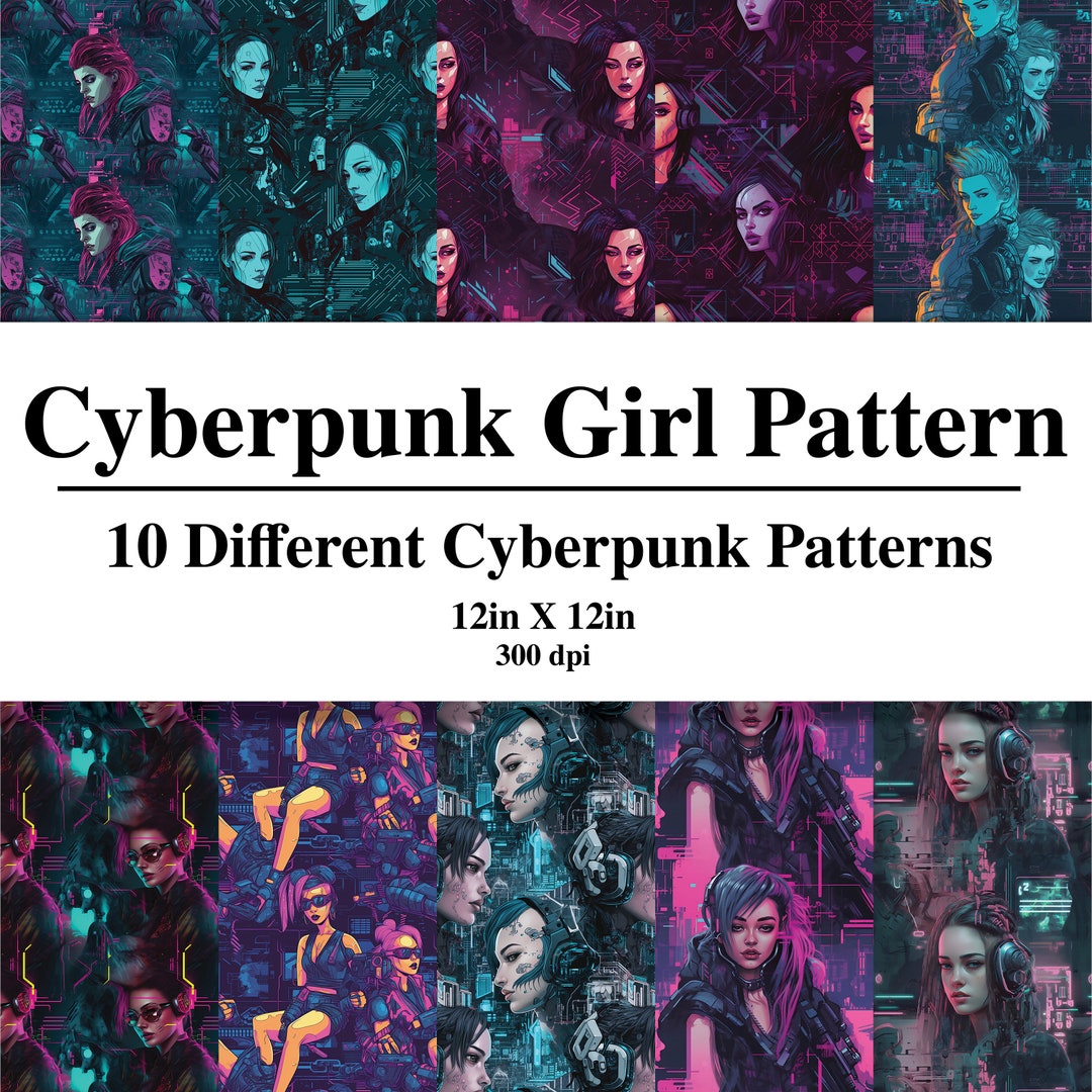 Cyberpunk Girl Seamless Pattern - Etsy