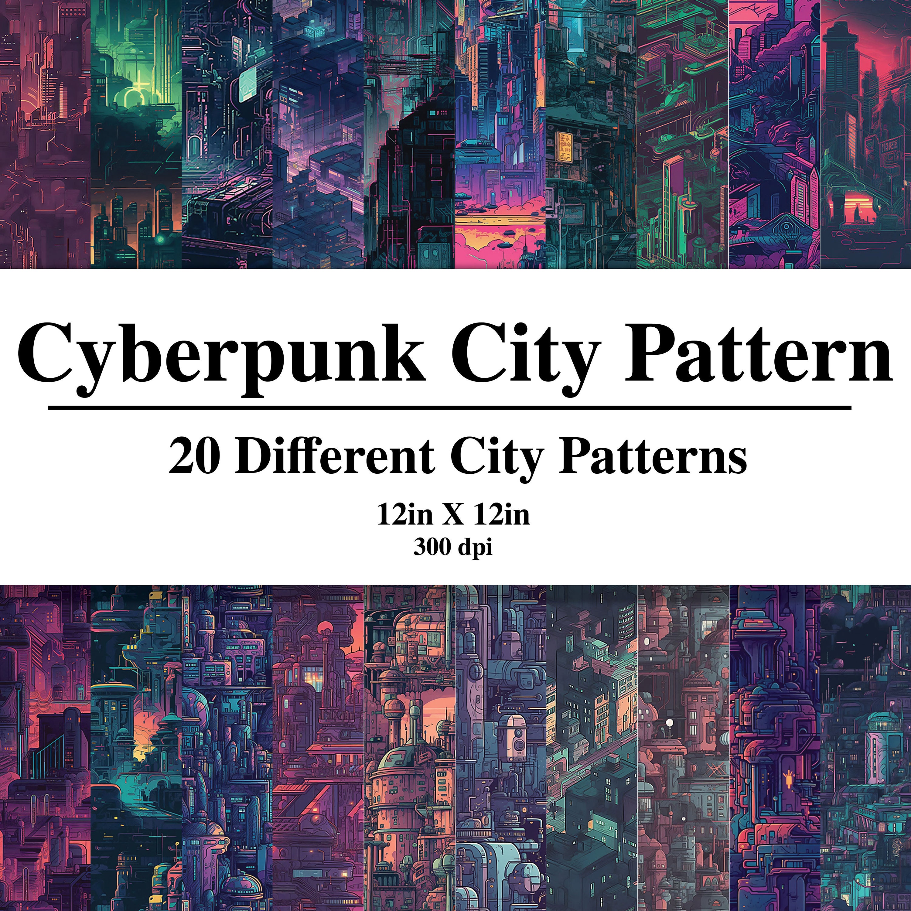 Cyberpunk City Seamless Pattern - Etsy