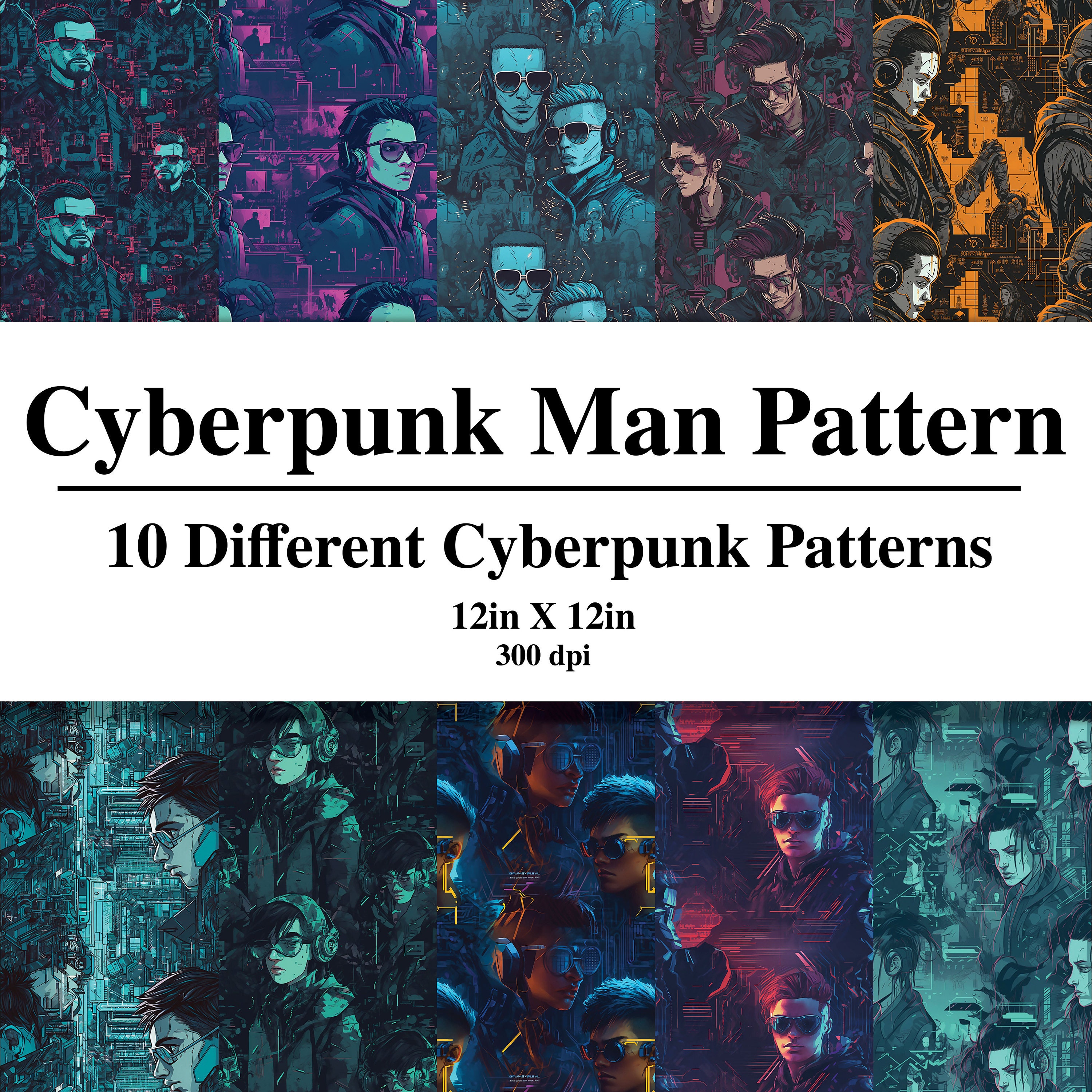 Cyberpunk Man Seamless Pattern - Etsy