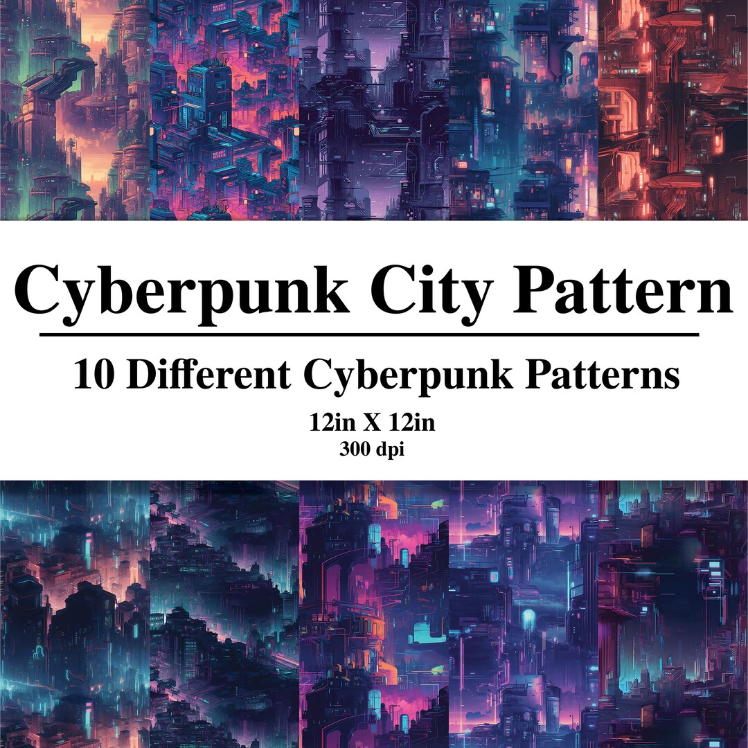 Cyberpunk Futuristic City Seamless Pattern - Etsy