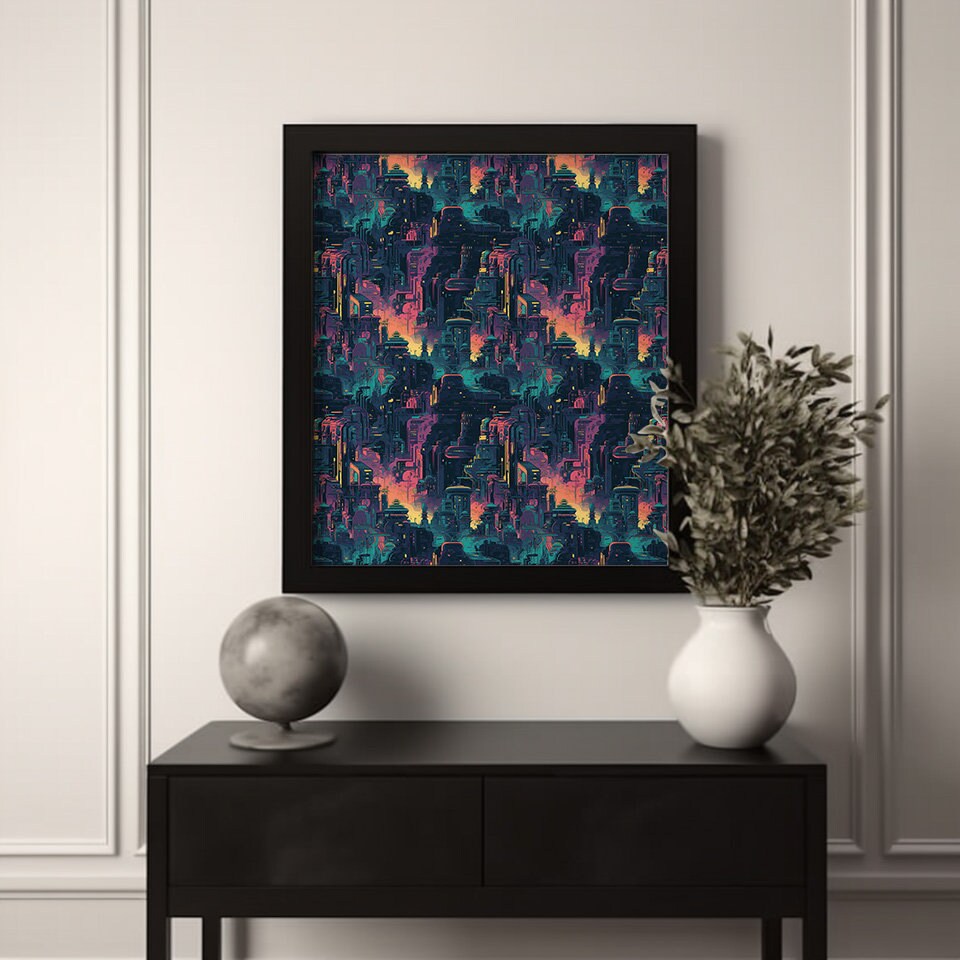 Cyberpunk City Seamless Pattern - Etsy