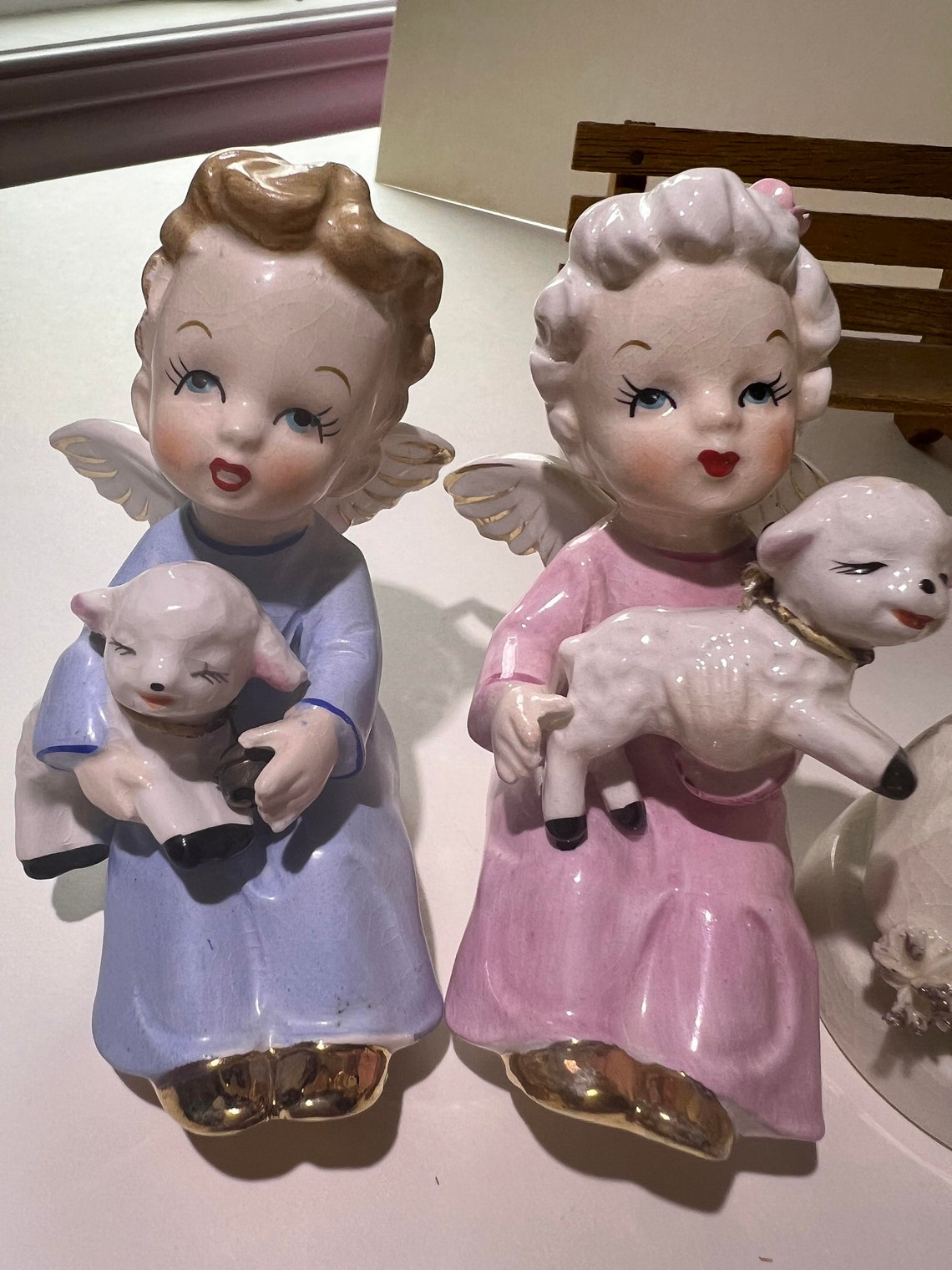 Vintage Angel LOT Includes 6 Angels and Wooden Bench - Etsy