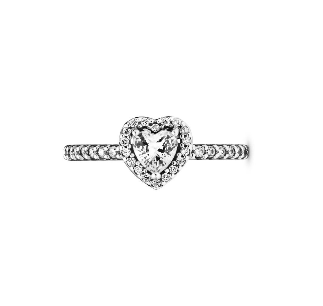 New Pandora Ring Elevated Heart Love in Every Detail Beautiful Silver ...