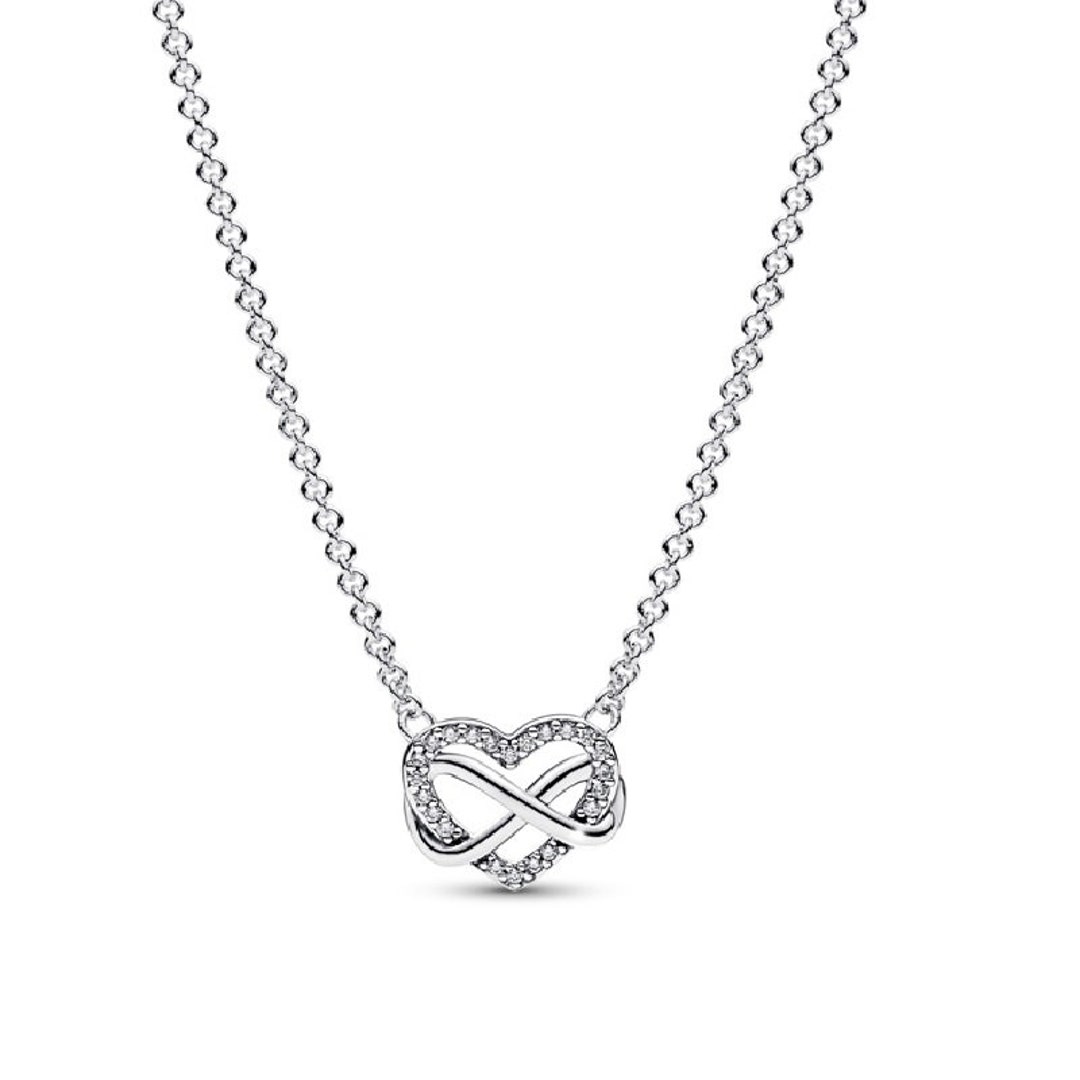 Pandora Infinity Heart Collier Necklace Asymmetrical Symbol of Endless ...