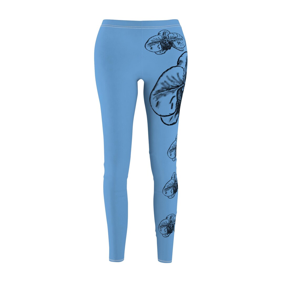 Light Blue Spandex Tights Leggings Daily Use Leisure Yoga Stretch ...