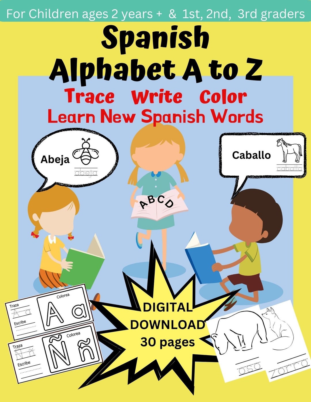 Spanish Alphabet Book Learn Spanish Alphabet and Spanish Words - Etsy