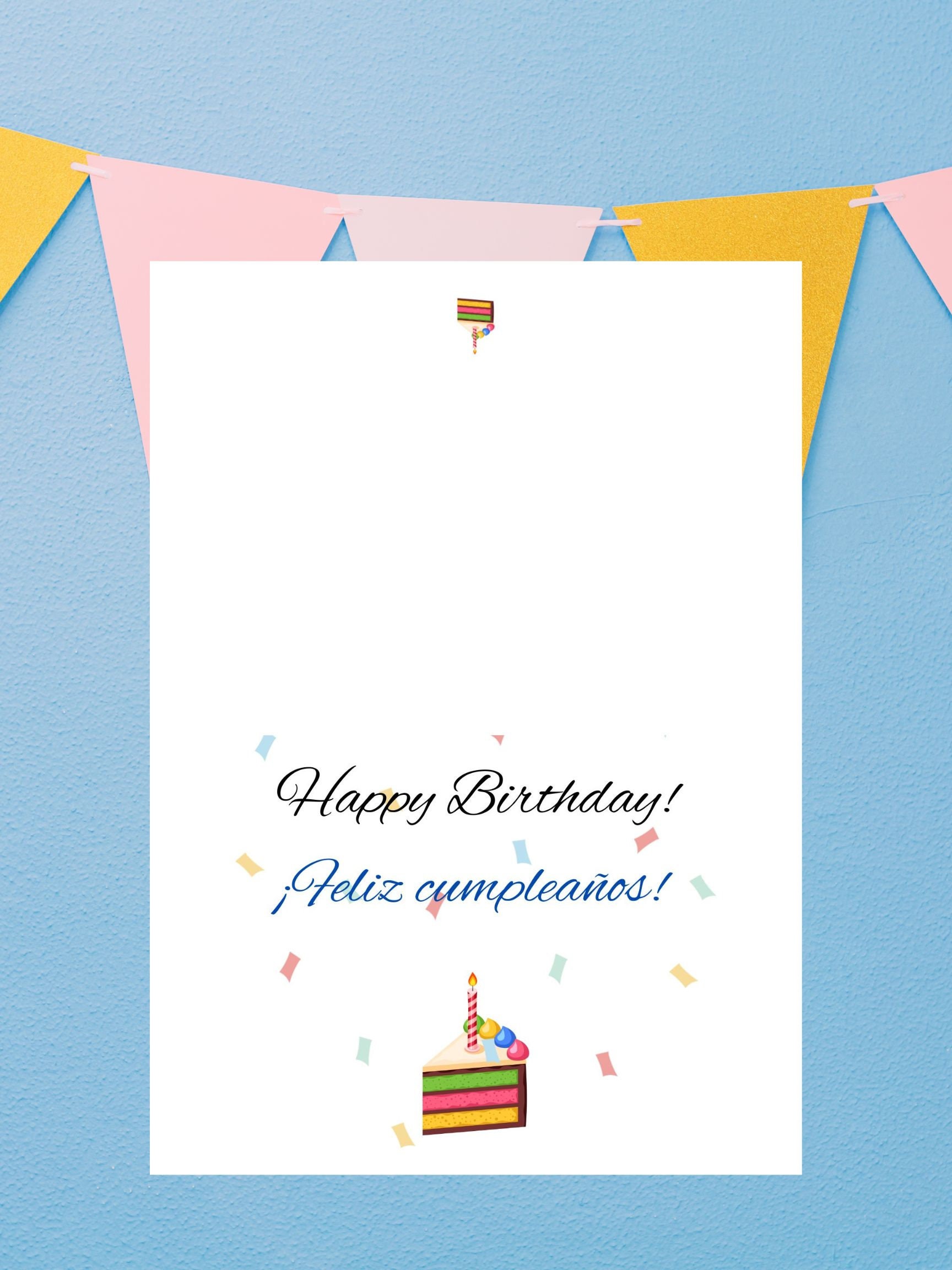 Happy Birthday Feliz Cumpleaños Bilingual Greeting Card in - Etsy