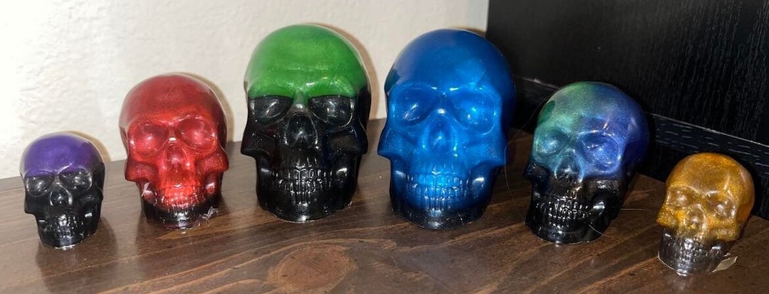 Crystal Skulls Made With Epoxy Resin, Customizable Colors, Spooky Decor ...