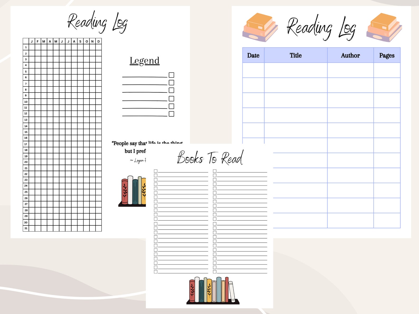 Printable Reading Journal, Reading Log, Book Tracker, Printable Book ...